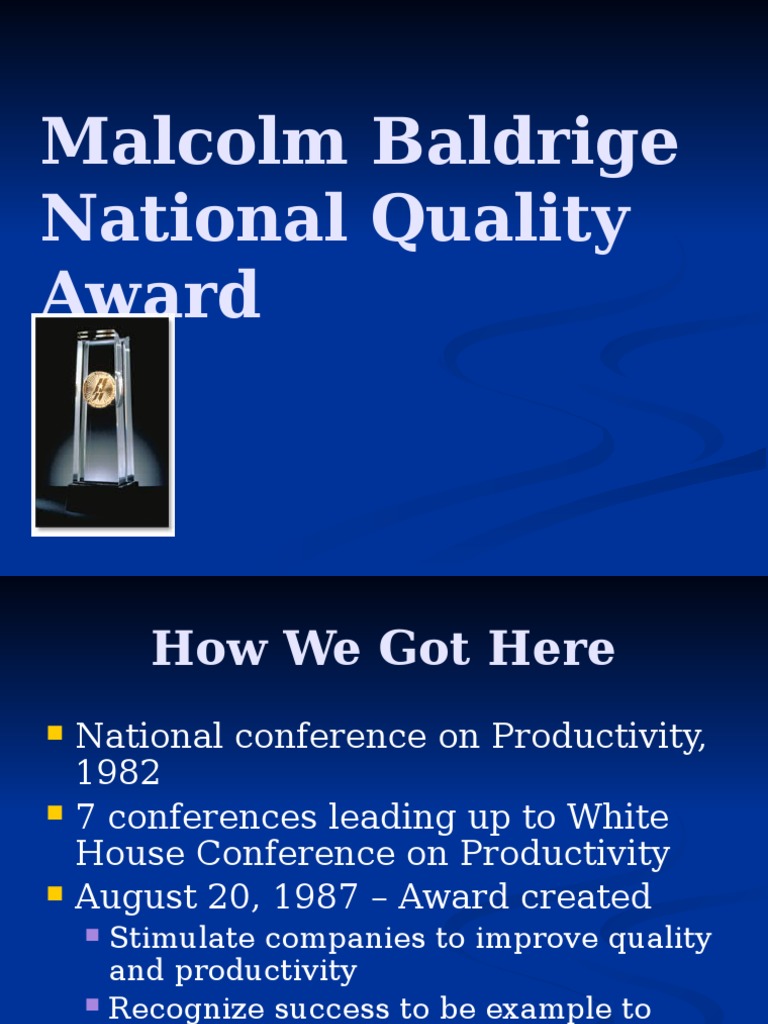 Malcolm Baldrige National Quality Award | Strategic Management ...