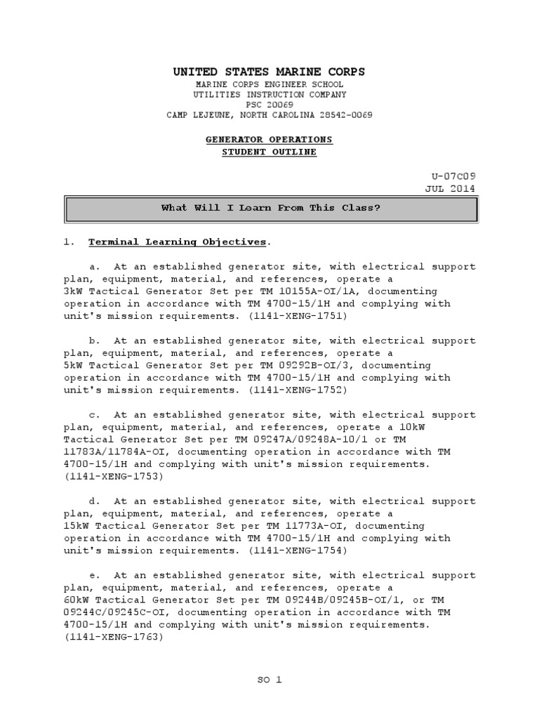 AMMPS-Generator Operations SO | PDF | Switch | Direct Current