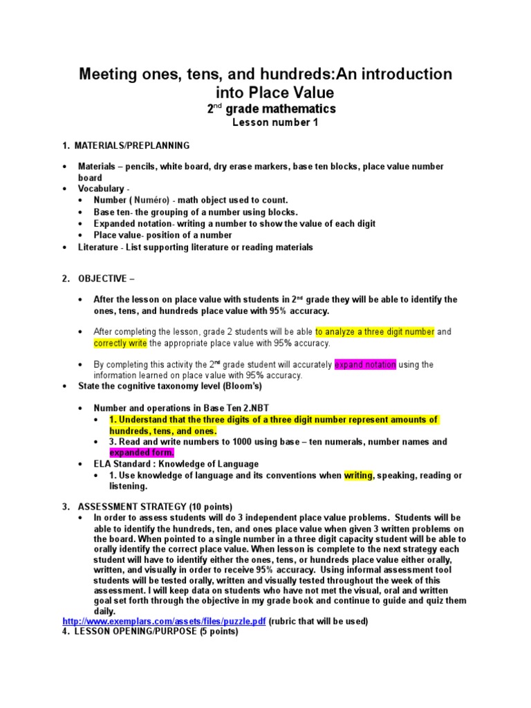 Math Lesson Plan Rubric 9-19-13 1 | PDF | Learning Styles | Educational ...