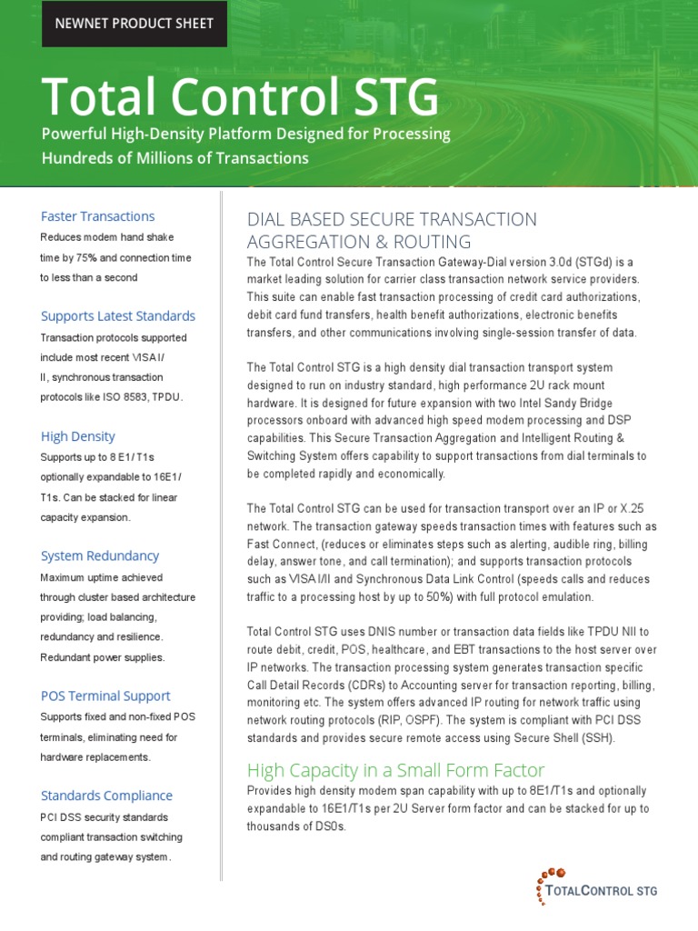 Total Control STG Data Sheet | PDF | Transmission Control Protocol ...
