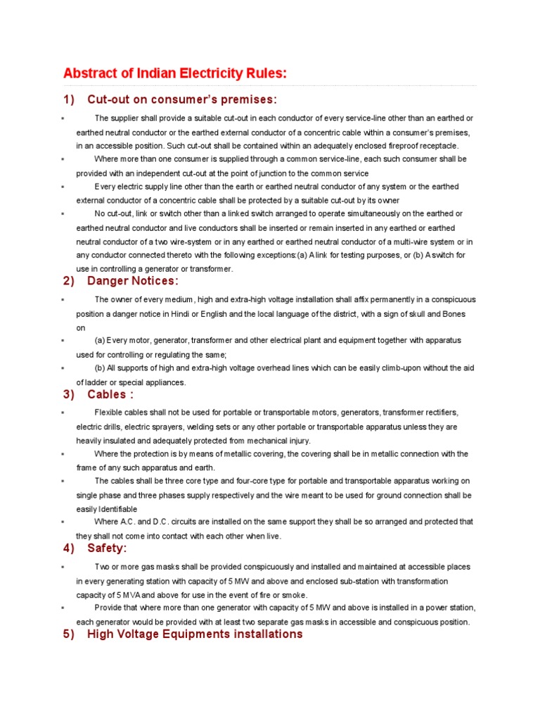 Indian Electricity Rules Overview | PDF | Electrical Substation ...