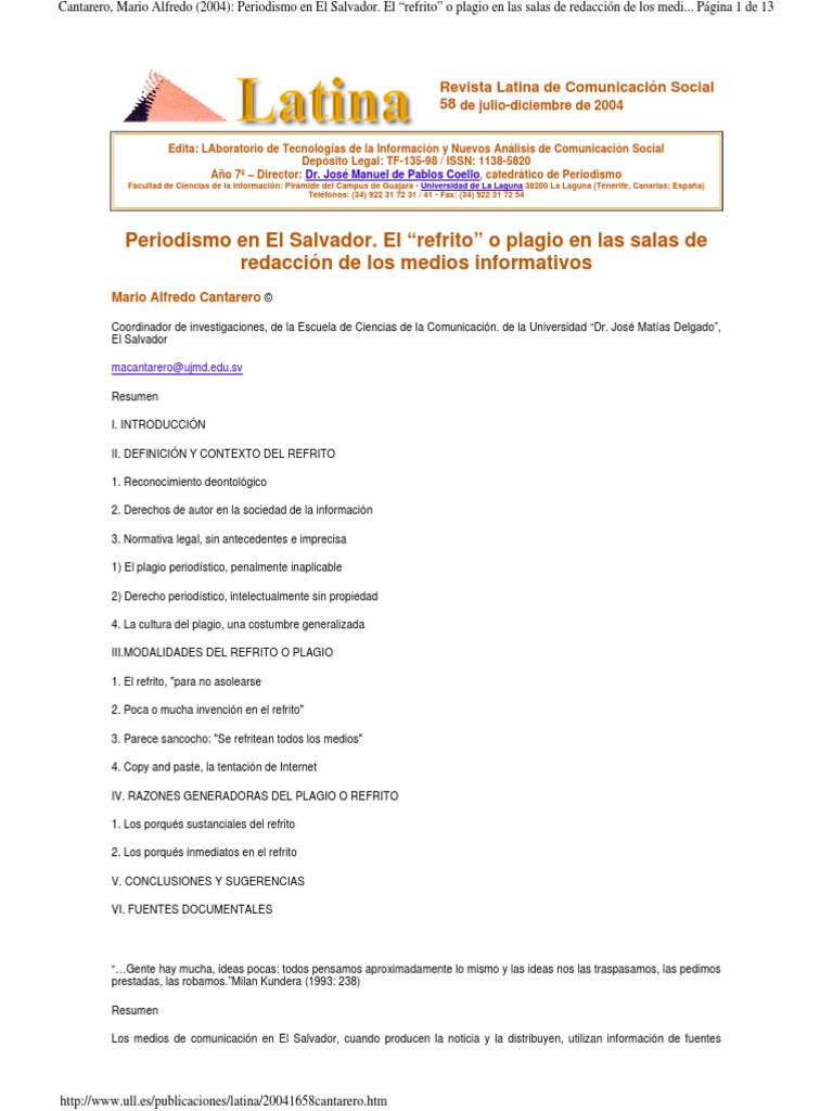 El Refrito Periodistico | PDF | Plagio | Propiedad intelectual