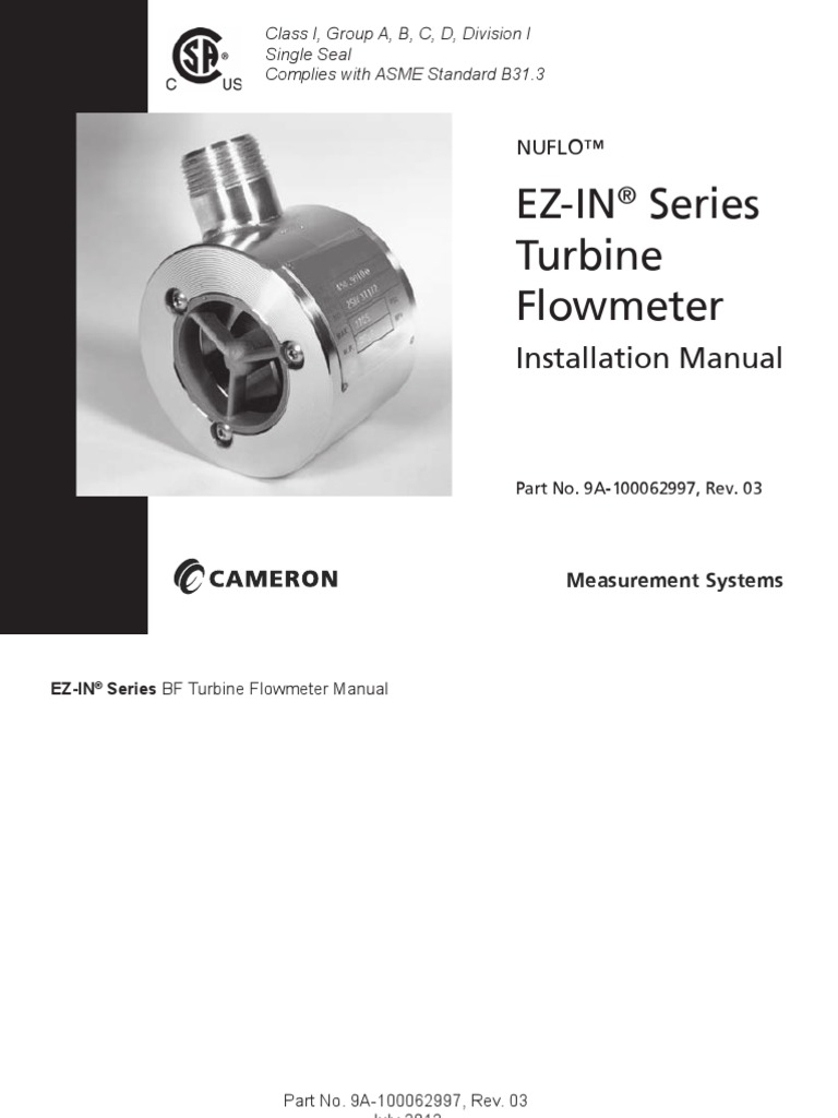Nuflo Ez in Series Turbine Flow Meter (1) | Flow Measurement | Turbine