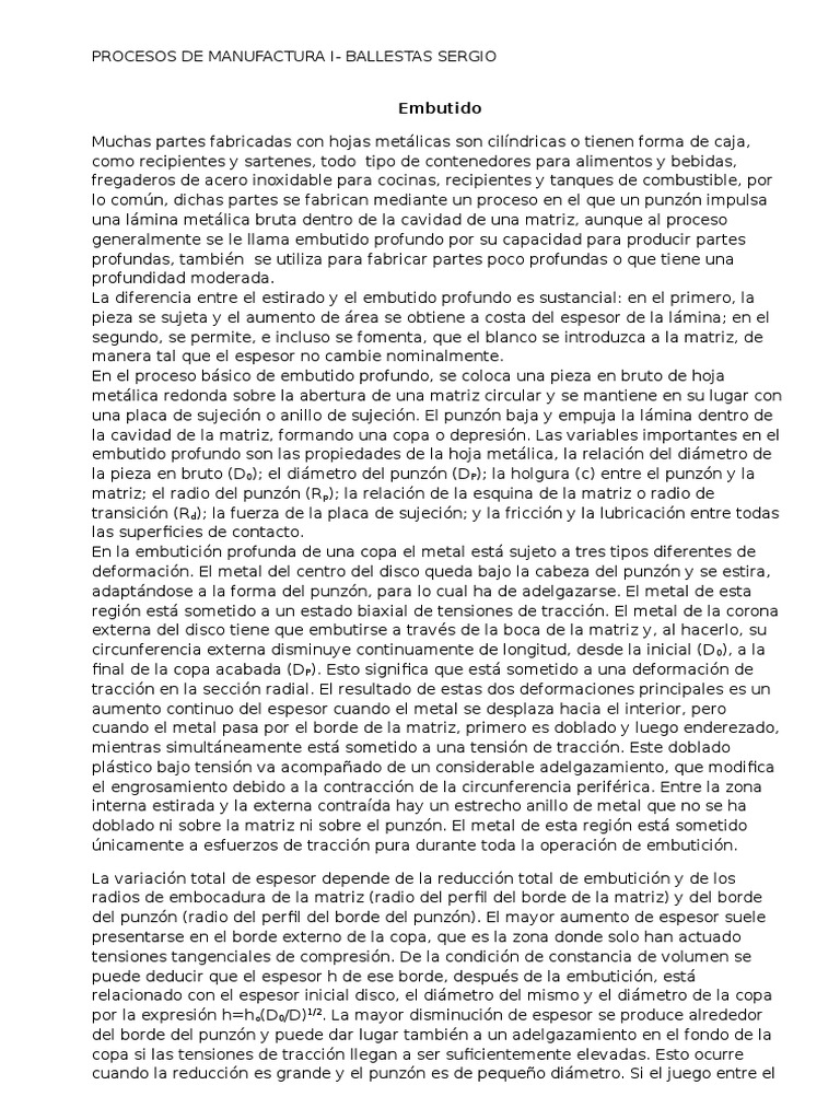 Proceso de Embutido Profundo en Metalurgia | PDF | Mecánica | Naturaleza