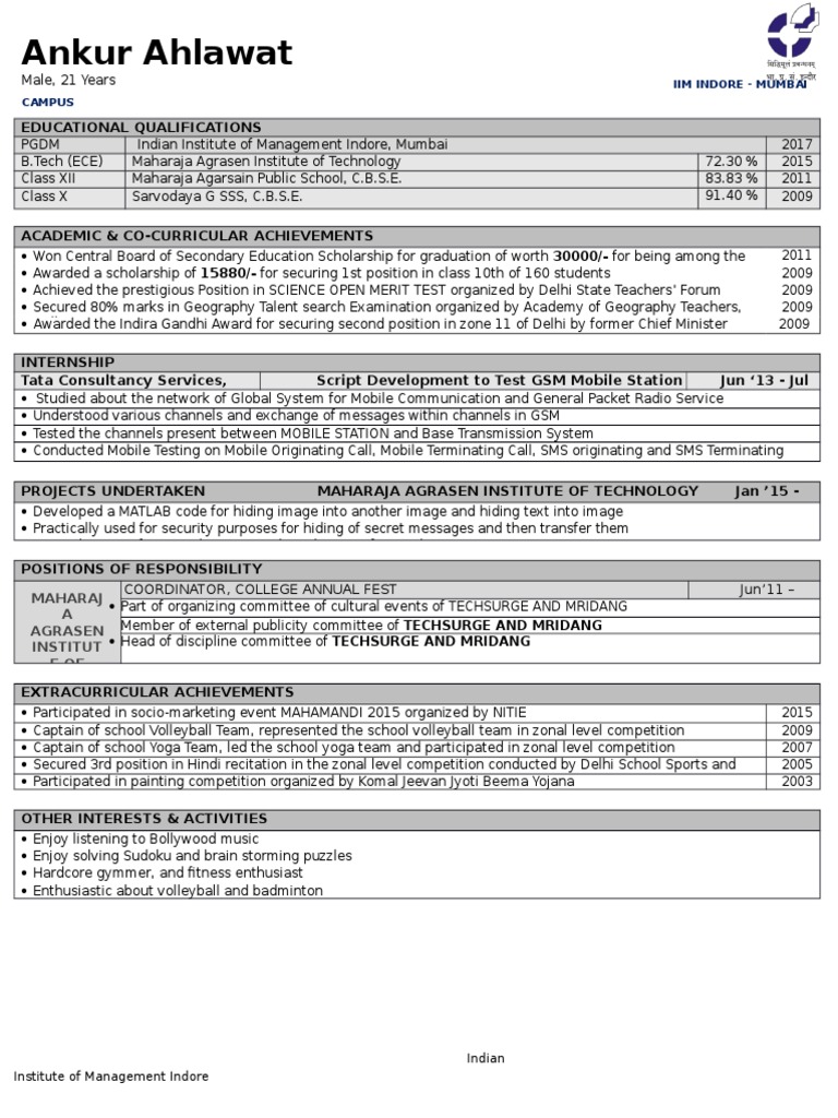 Ankur CV - Final | PDF | Short Message Service | Entertainment (General)