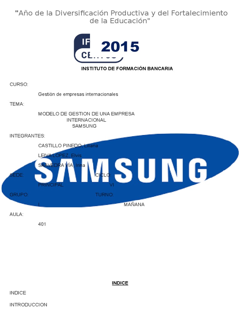 Gestión Internacional de Samsung | PDF | Samsung Electronics | Samsung