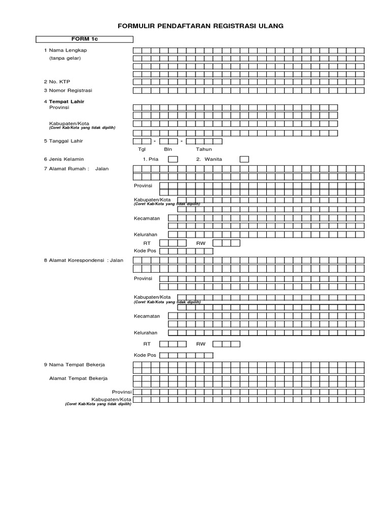 Form 1c - Reg Ulang STR | PDF