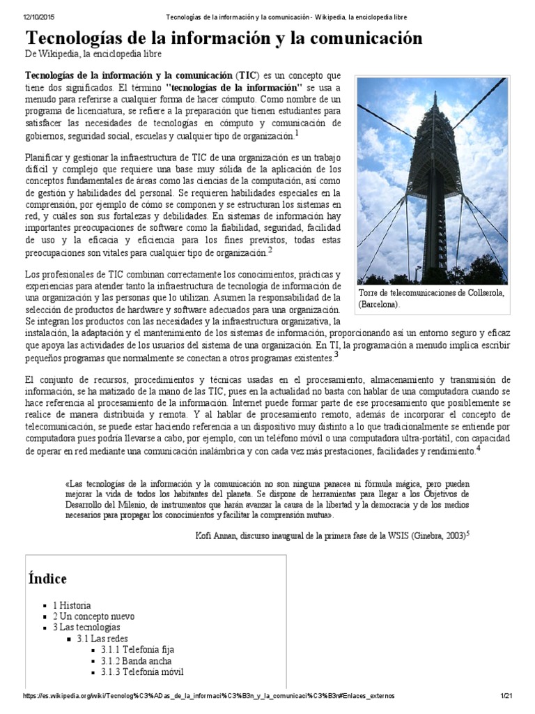 Tecnologías de La Información y La Comunicación - Wikipedia, La ...