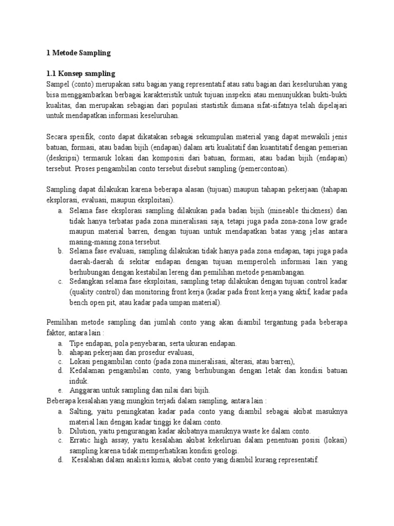 Metode Sampling dalam Pertambangan | PDF | Teknologi & Rekayasa