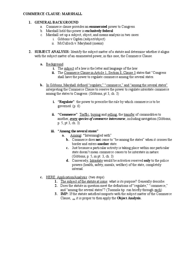 Commerce Clause Analysis | Enumerated Powers | Commerce Clause