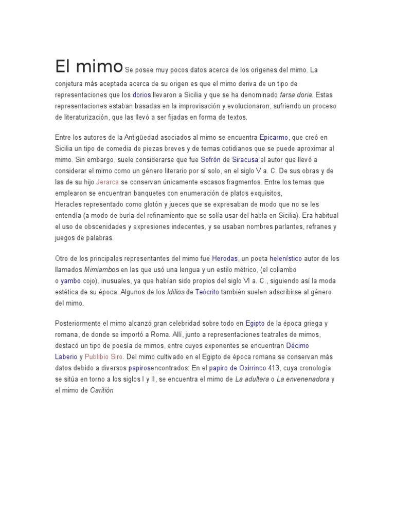 Historia y Evolución del Mimo | PDF