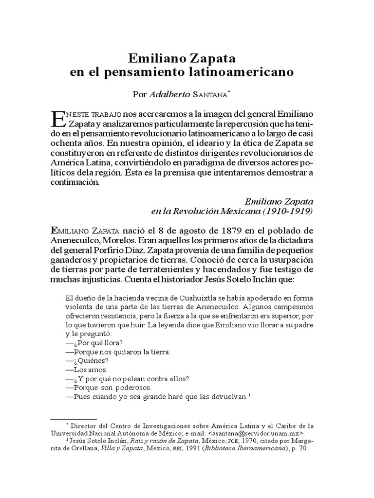 Emiliano Zapata y su legado revolucionario | PDF | revolución mejicana ...