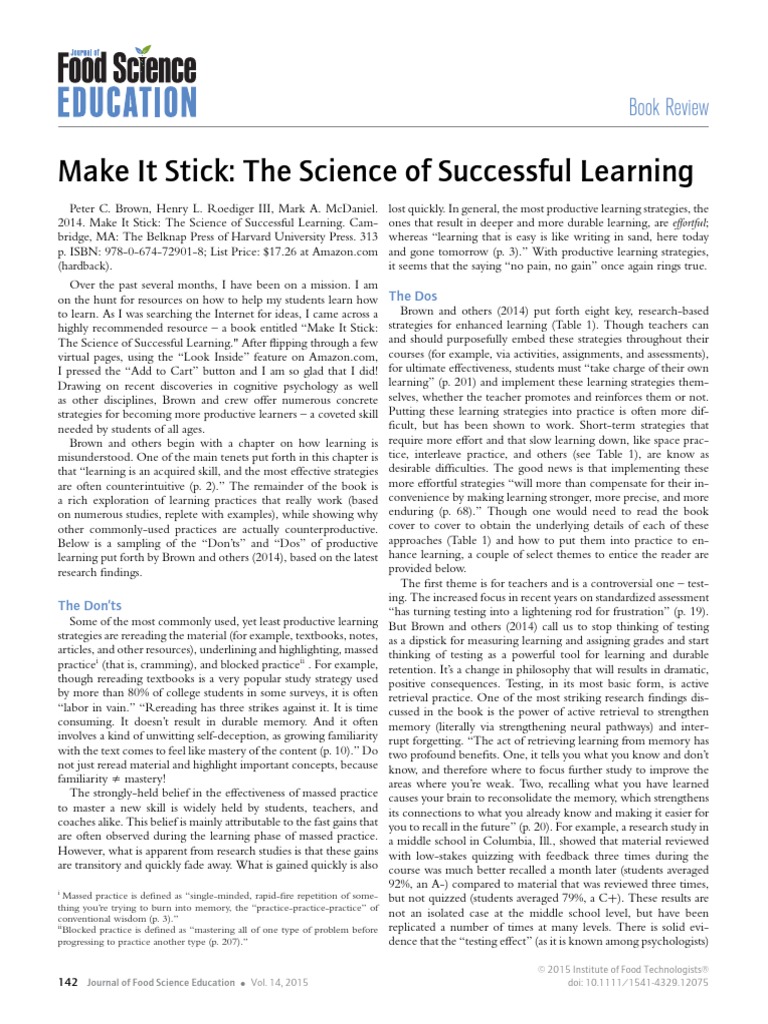 Make It Stick Summary | PDF | Recall (Memory) | Memory
