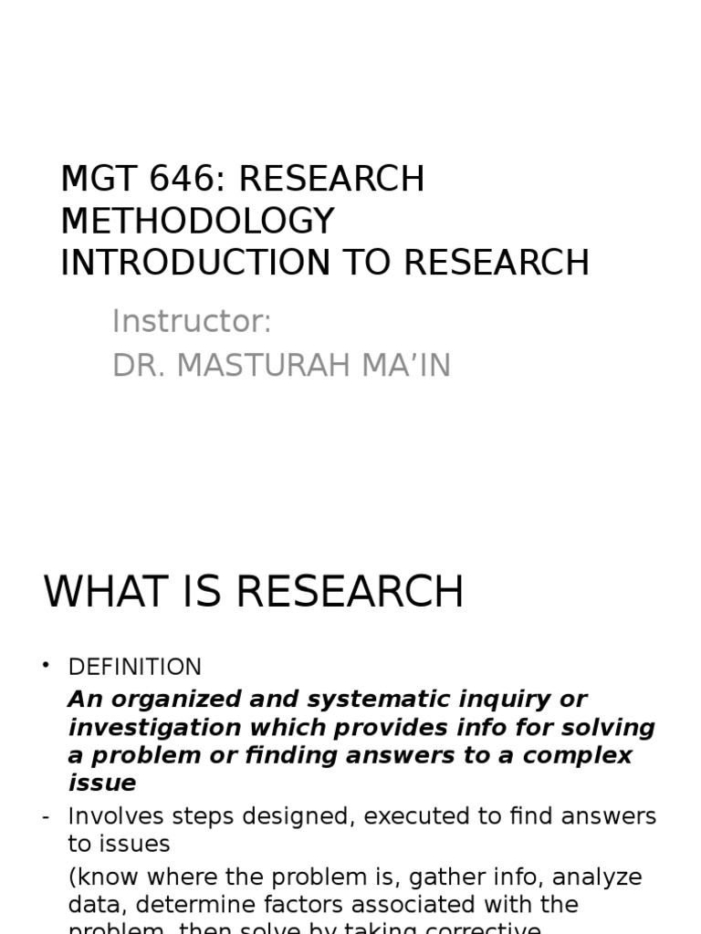 Chapter 1-Introduction To Research - MGT646 | PDF | Quantitative Research | Falsifiability