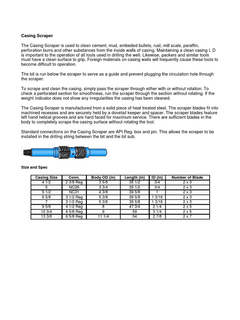 Casing Scraper Specs | PDF
