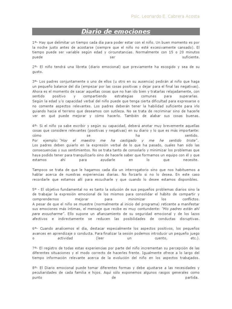 Diario de Emociones | PDF | Las emociones | Conocimiento