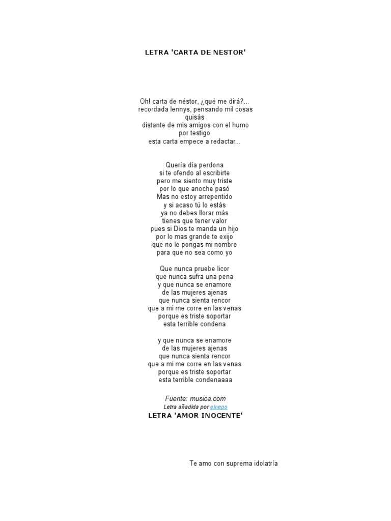 LETRA Terricolas | PDF | Las emociones | Amor