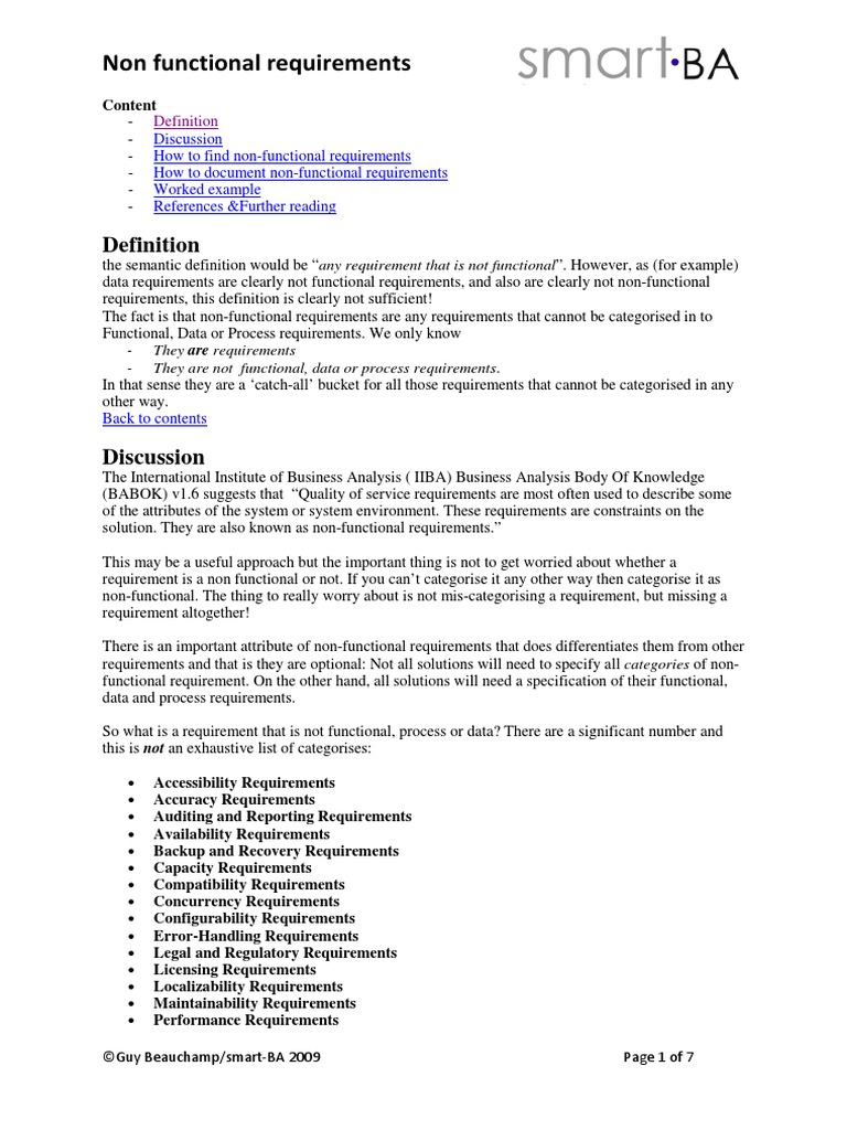 Non Functional Requirements | PDF | Information Technology Management ...