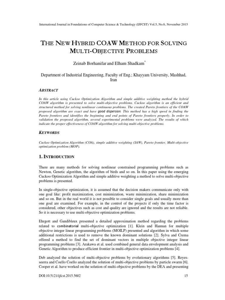 The New Hybrid Coaw Method For Solving | PDF | Mathematical Optimization | Linear Programming