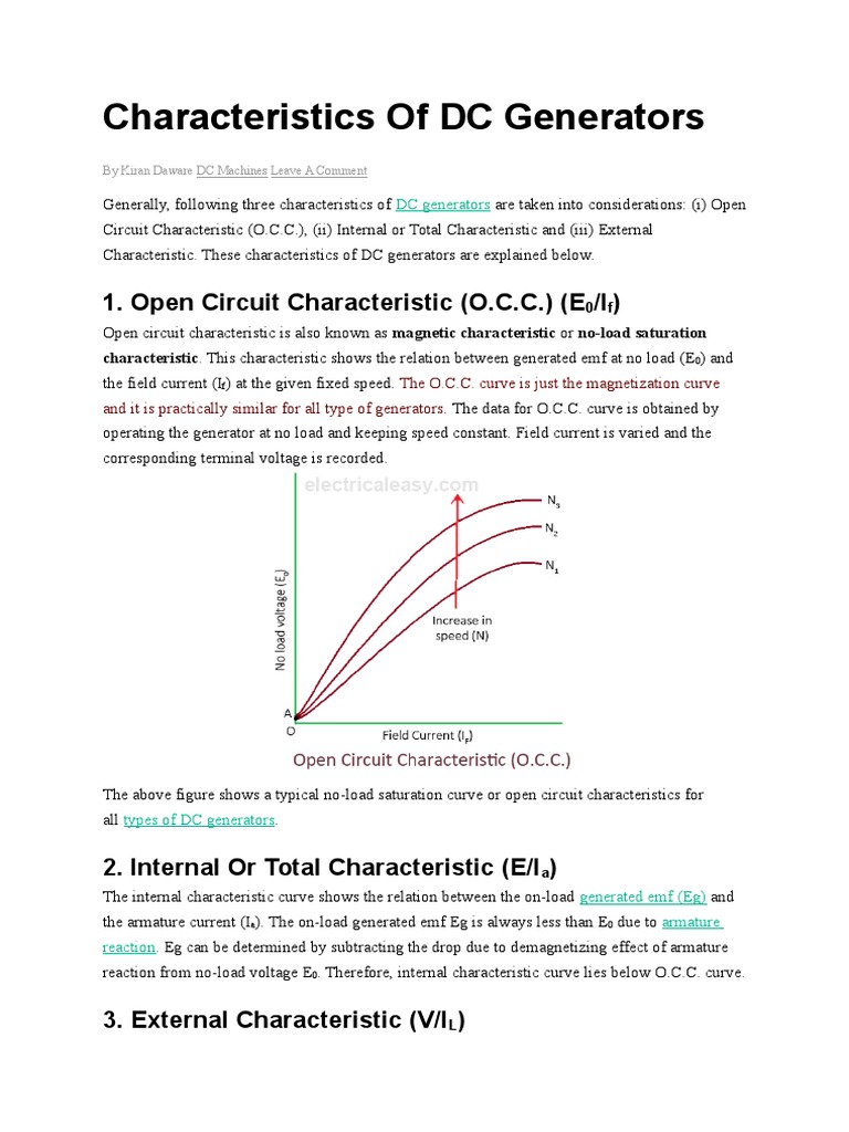 Characteristics of DC Generators | PDF | Electric Generator | Electric ...
