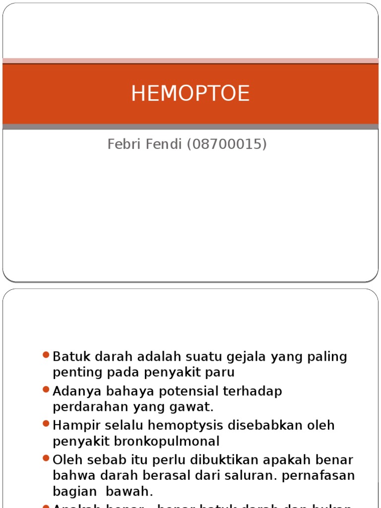 Hemoptoe: Gejala dan Penyebab Batuk Darah | PDF | Sains & Matematika