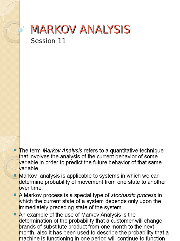 Markov Analysis | PDF | Markov Chain | Stochastic Process