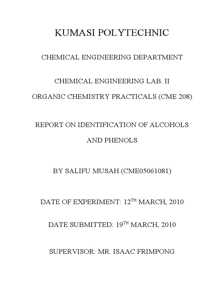 Identification of Alcohols and Phenols | PDF | Alcohol | Solubility Identification of Alcohols and Phenols | PDF | Alcohol | Solubility