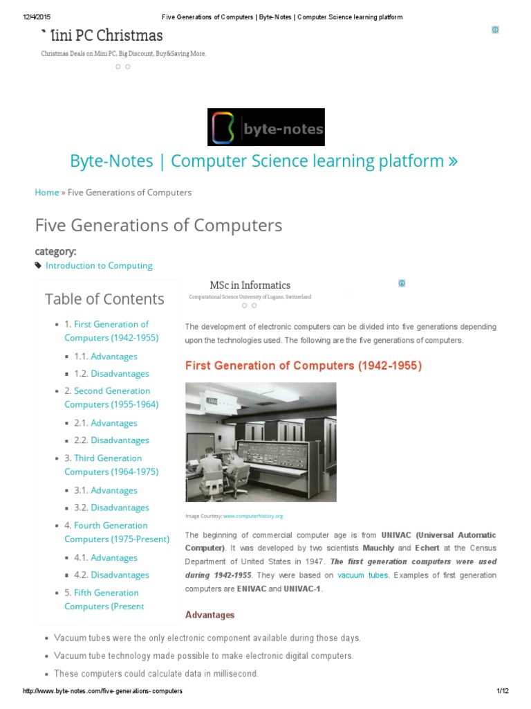 Five Generations of Computers - Byte-Notes - Computer Science Learning ...