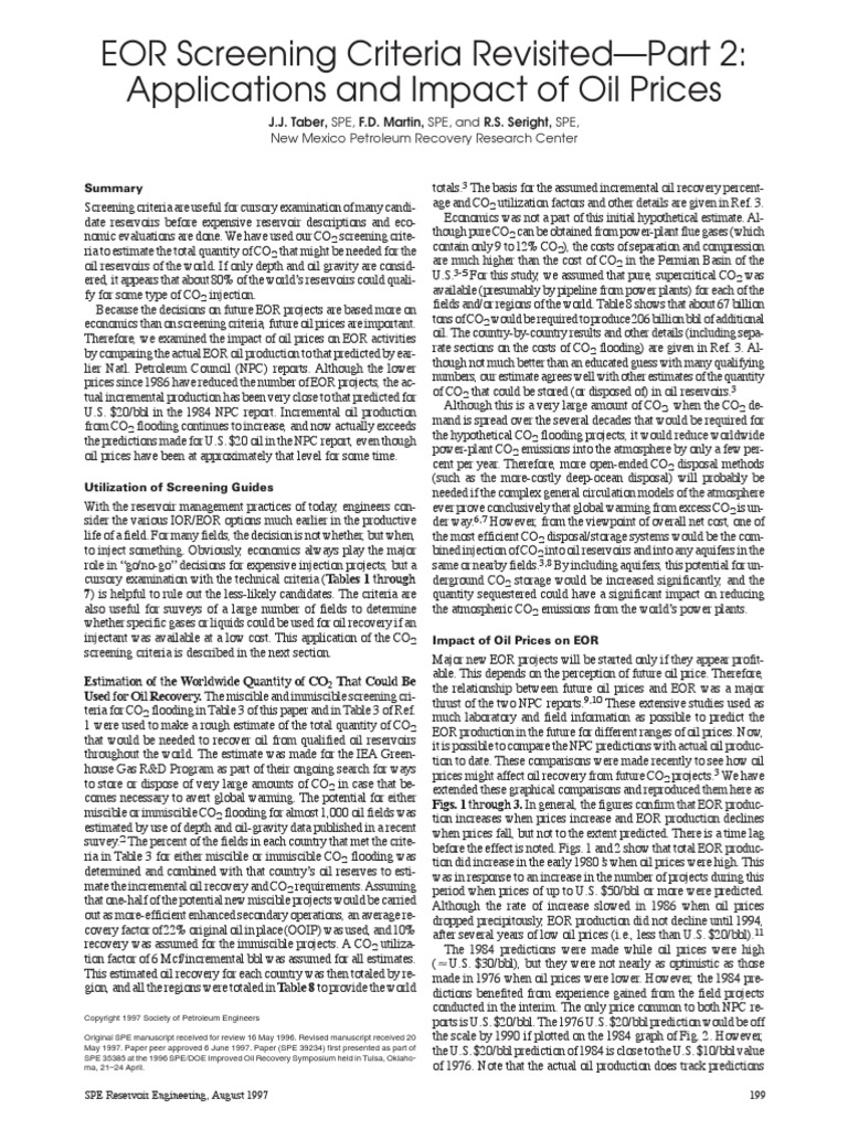 EOR Screening Criteria | PDF