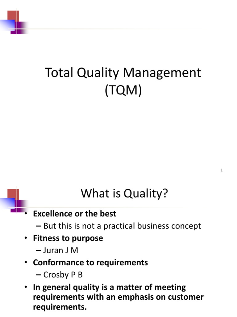 TQM | PDF | Quality (Business) | Reliability Engineering