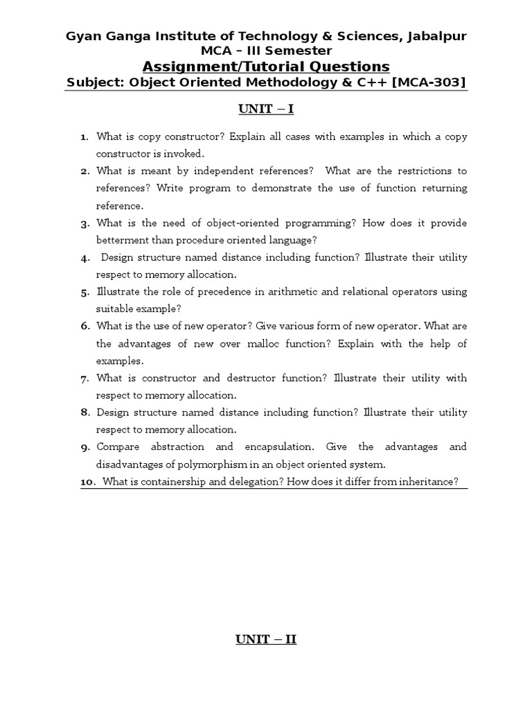 Assignment OOPs & C++ (MCA-303) | PDF | C++ | Inheritance (Object ... Assignment OOPs & C++ (MCA-303) | PDF | C++ | Inheritance (Object ...