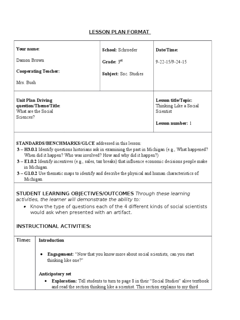 Thinking Like a Social Scientist | PDF | Lesson Plan | Social Science