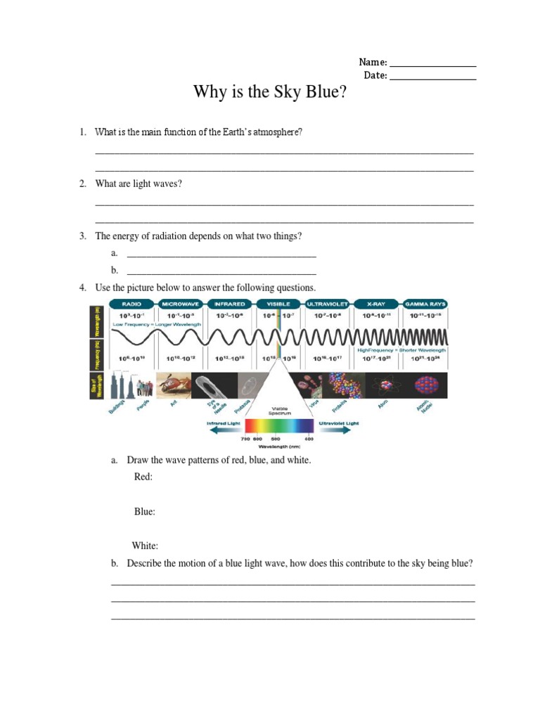 Why is the Sky Blue Worksheet | PDF