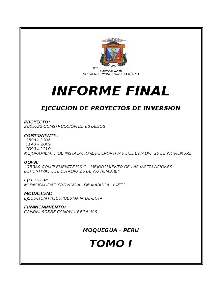 Caratula Inf. Final - Comite #01 | PDF