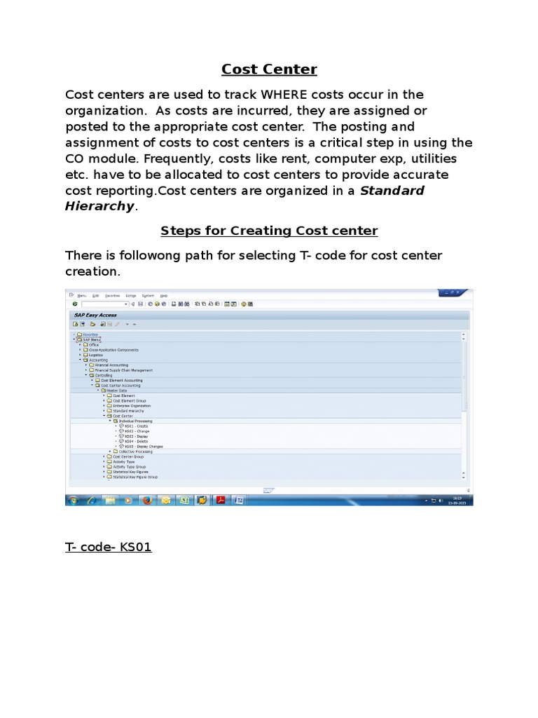 Creating and Managing Cost Centers in SAP: A Step-by-Step Guide | PDF ...