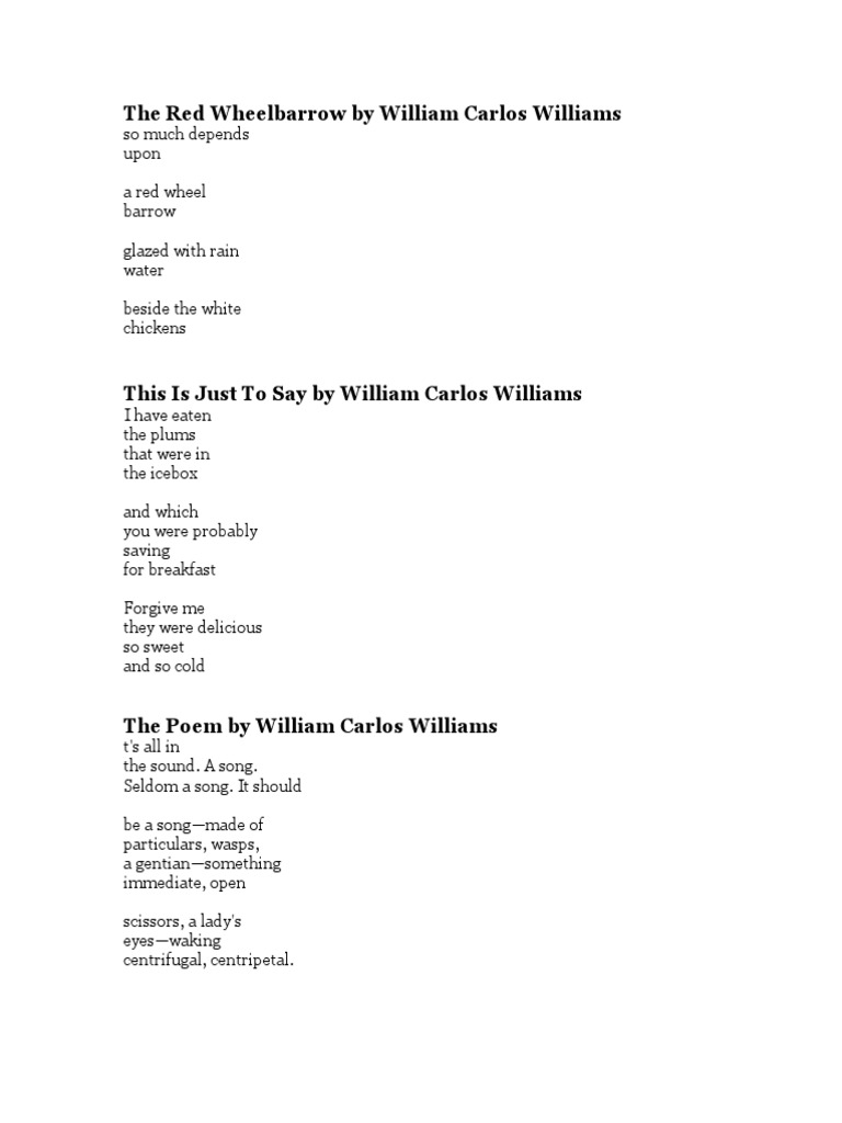 The Red Wheelbarrow by William Carlos Williams | PDF