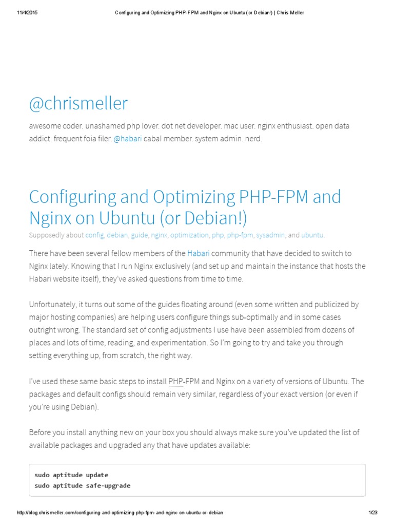 Configuring And Optimizing Php Fpm And Nginx On Ubuntu Or Debian Chris Meller Pdf Web