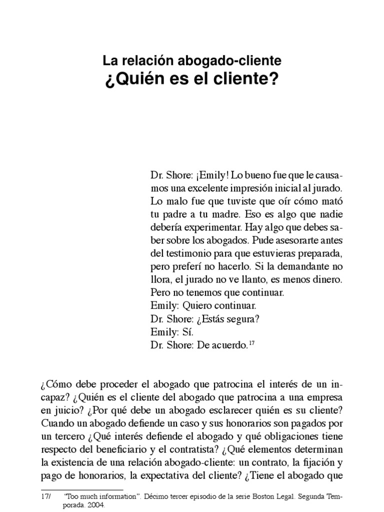 Relación Abogado-Cliente | PDF | Conceptos legales | Principios éticos