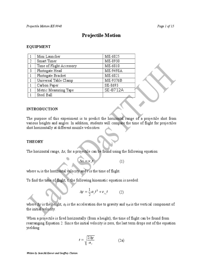 Projectile Motion | PDF | Acceleration | Trajectory