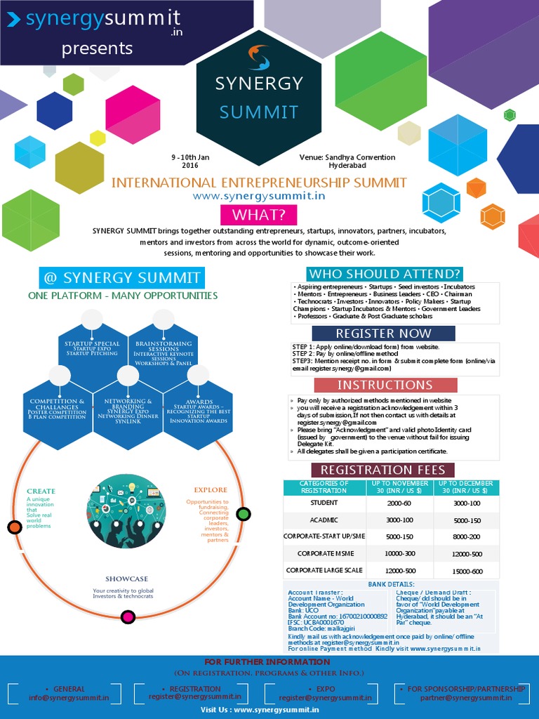 Synergy Summit-Poster Final | PDF | Startup Company | Small Business ...