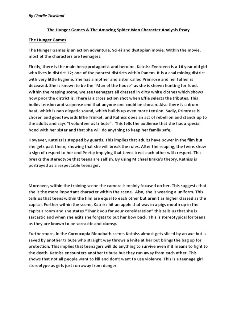 Character Analysis of Teens in Media | PDF | The Hunger Games | Leisure