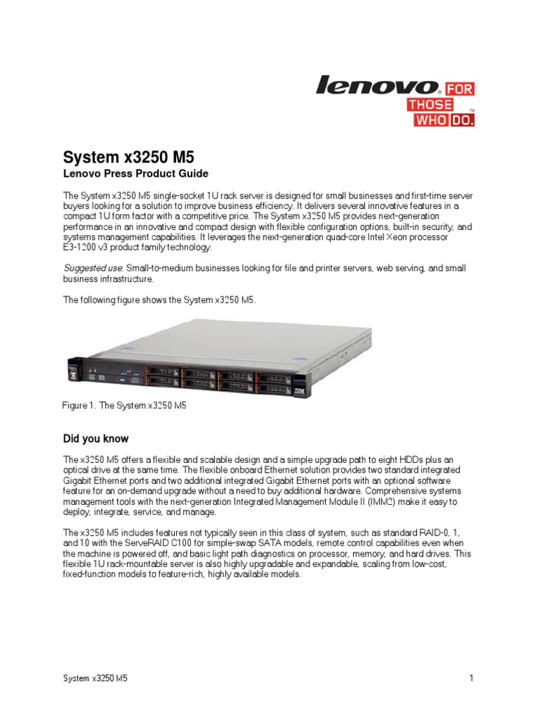 System x3250 M5 | PDF | Solid State Drive | Hard Disk Drive