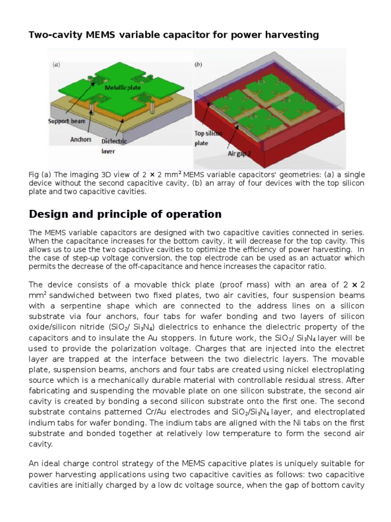 MEMS Variable Capacitor | PDF | Microelectromechanical Systems | Capacitor