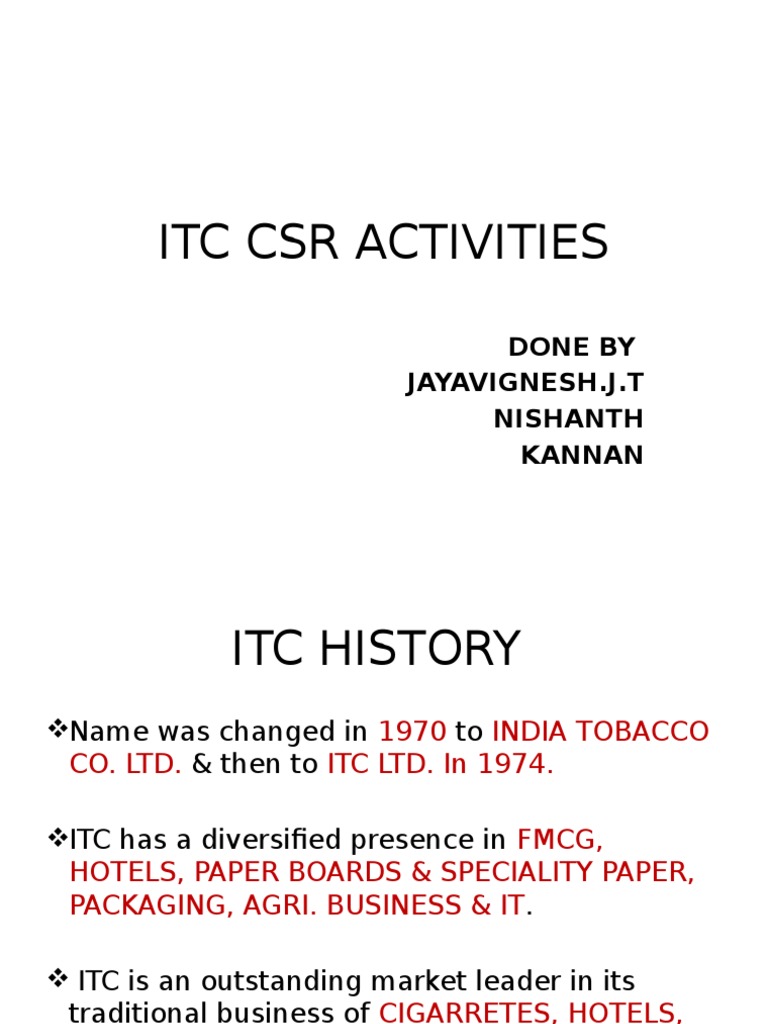 Itc CSR | PDF | Cigarette | Corporate Social Responsibility