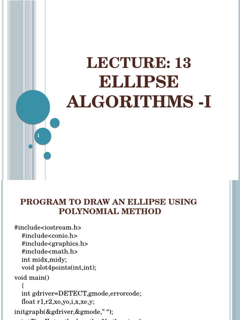 Ellipse Drawing Algorithms in C++ | PDF