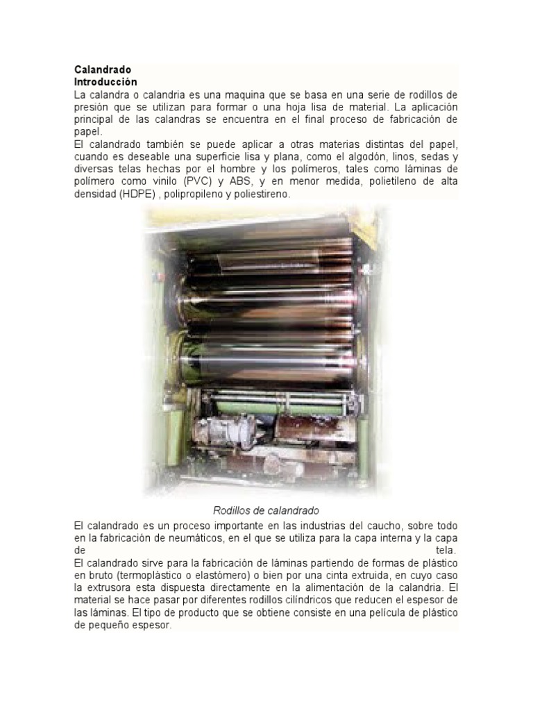 Procesos y Aplicaciones del Calandrado | PDF | Papel | El hombre hace ...