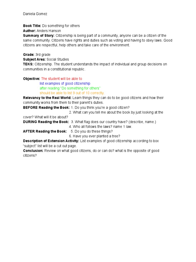 Good Citizenship for Kids: A Guide | PDF