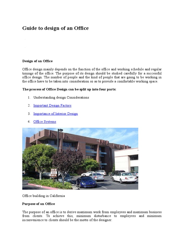 Guide To Design of An Office | PDF | Architect | Interior Design