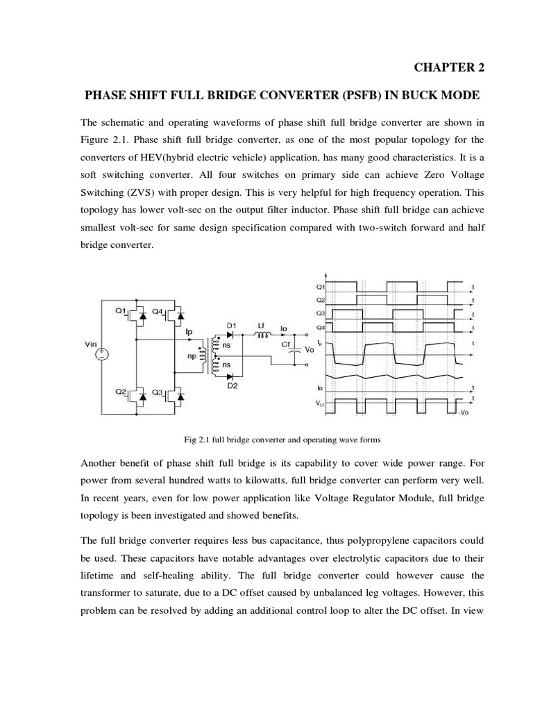 Phase Shift Full Bridge Converter | Capacitor | Transformer