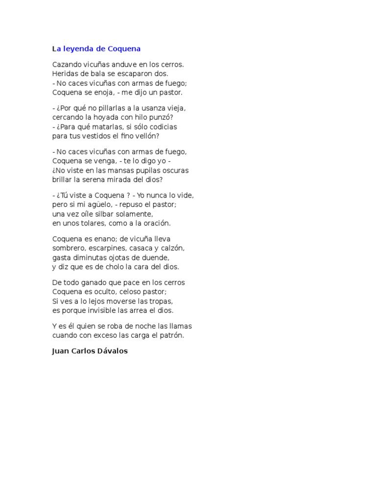 Leyenda del Coquena: Cuento y advertencia | PDF